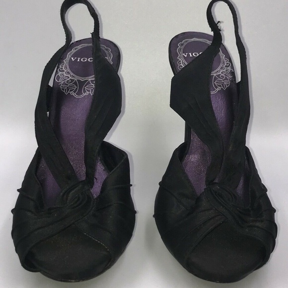 Vigoss | Shoes | Vigoss Womens Heel Satin Luxor Black Slingbacks 5 ...